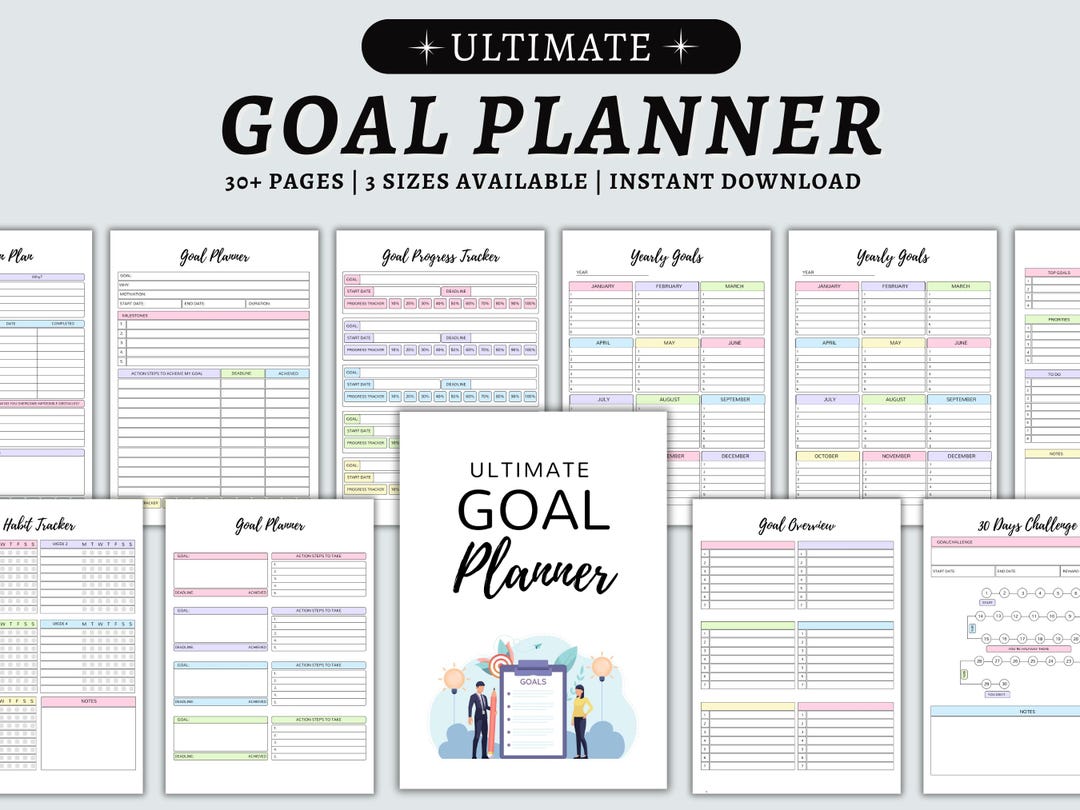 Ultimate Goal Planner Printable, 90 Days Goals Tracker, Monthly, Yearly ...