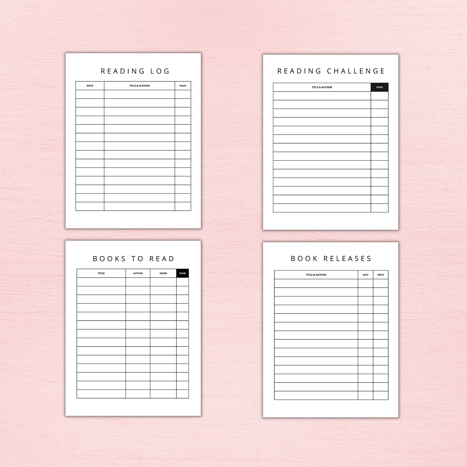 Reading Journal Printable Reading Tracker Reading Log - Etsy