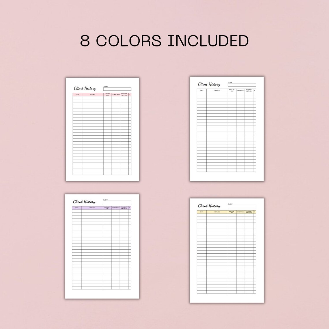 Client History Tracker Printable Client Tracker Payment Log - Etsy