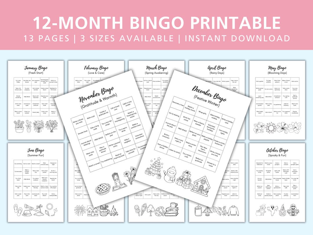 2025 Monthly Bingo Tracker Printable, 2025 Vision Board Bingo Card ...