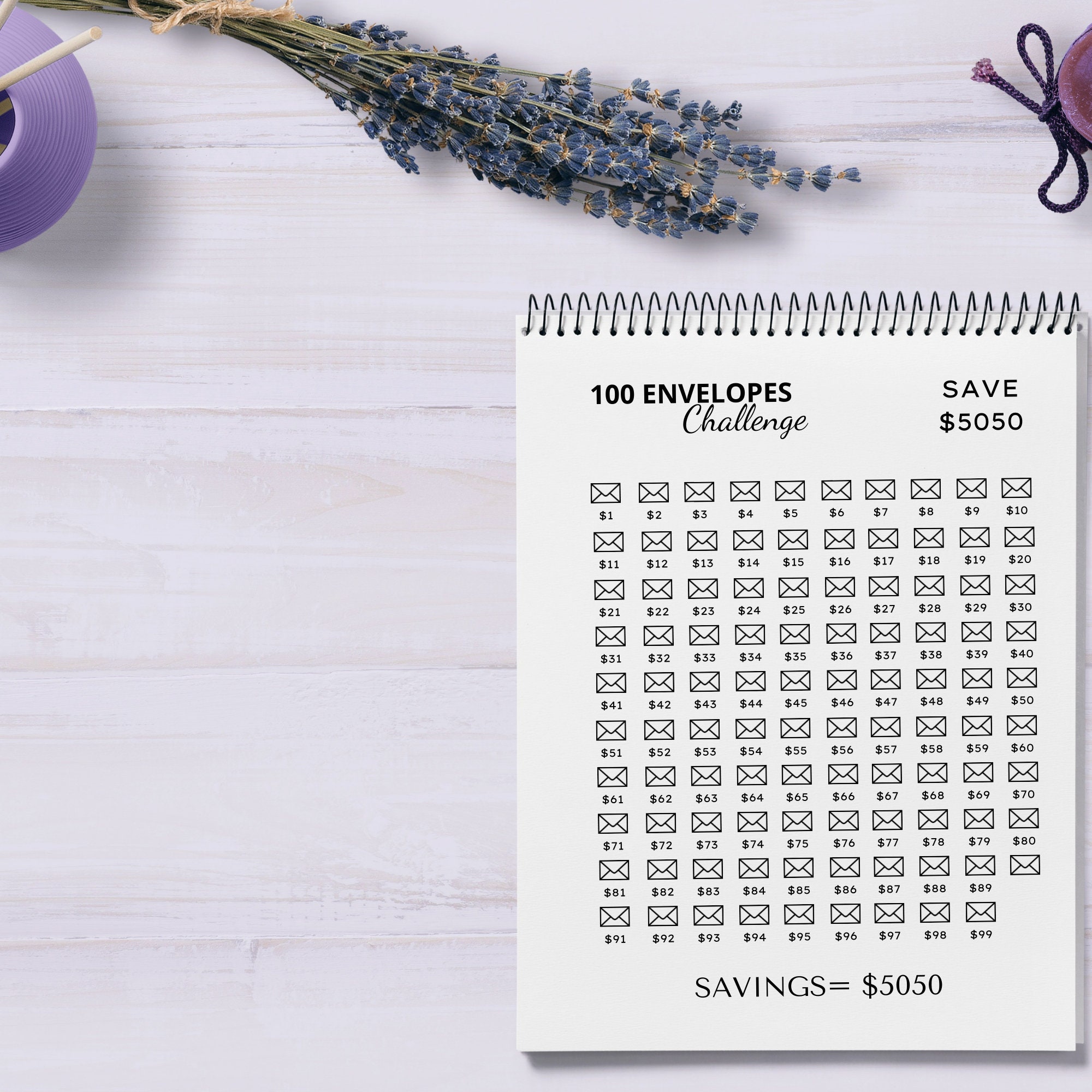 100 Envelope Challenge Printable, Money Savings Challenge, Digital ...