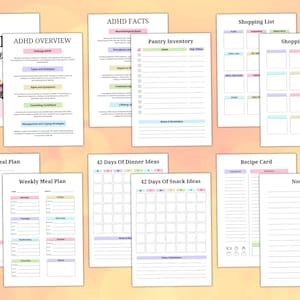Adhd Meal Planner Printable, Shopping List, Daily Meal Plan, Weekly ...