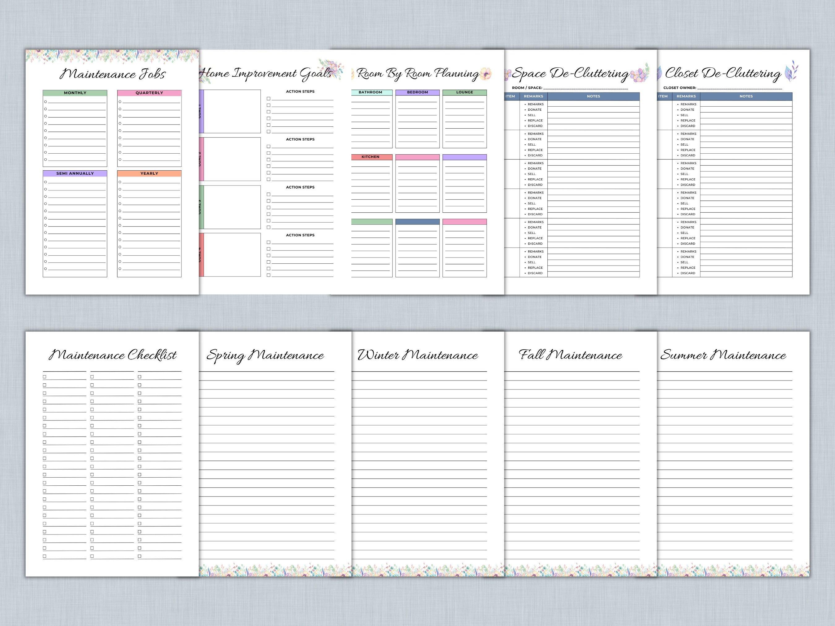 Home Maintenance Planner, Home Improvement Planner, Maintenance Tracker ...