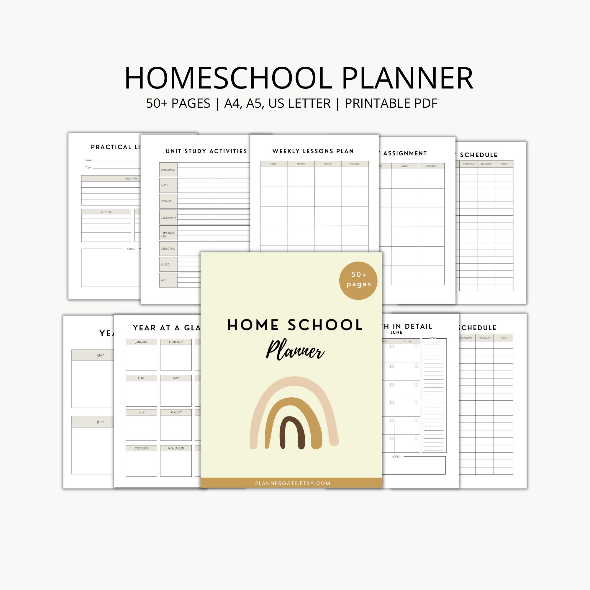 Boho Homeschool Planner Printable Lesson Planner Homeschool - Etsy