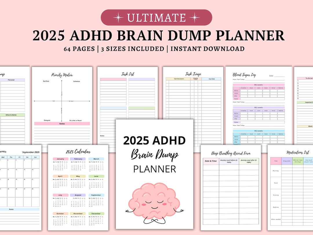 ADHD Brain Dump Printable | Mind Decluttering Journal | ADHD Planner ...