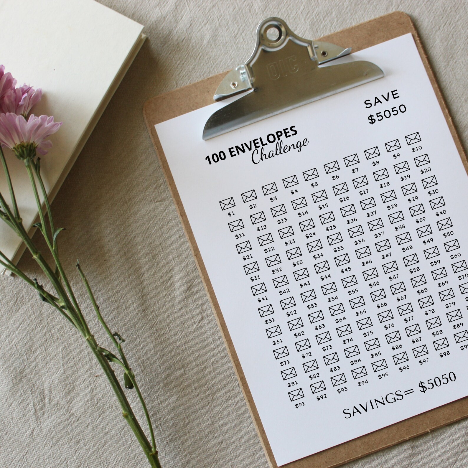 100 Envelope Challenge Printable, Money Savings Challenge, Digital ...