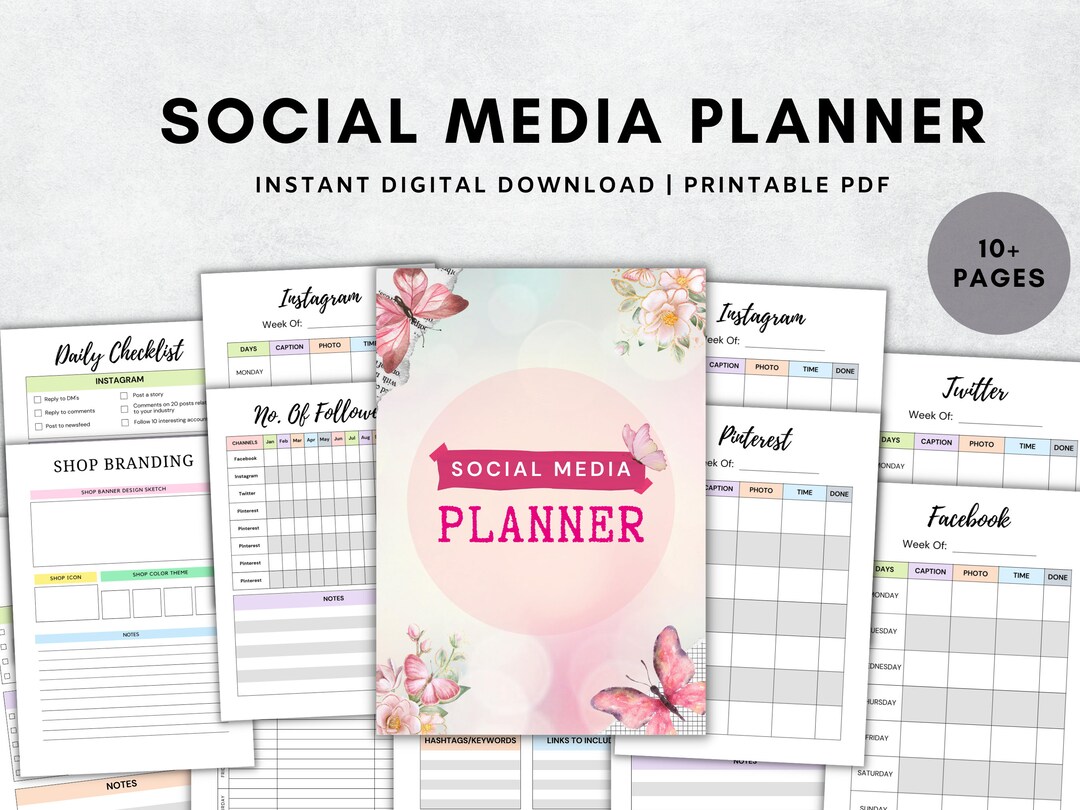 Social Media Planner Printable, Instagram Planner Printable, Digital ...
