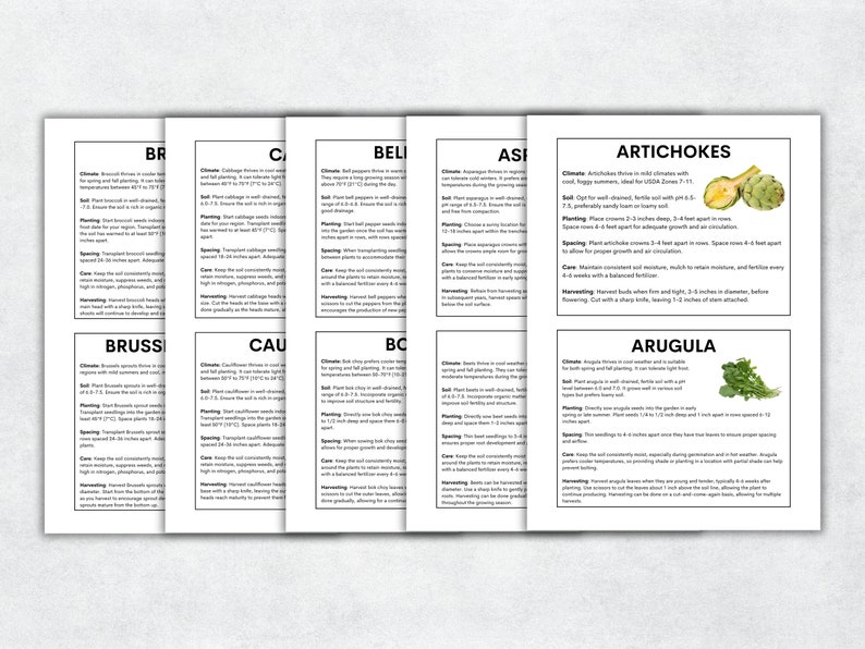 Vegetable Growing Guide, 50 Printable Vegetables Guide, Gardening ...