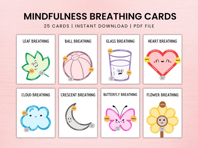 Mindfulness Breathing Cards for Kids, Mindful Breathing Activities ...