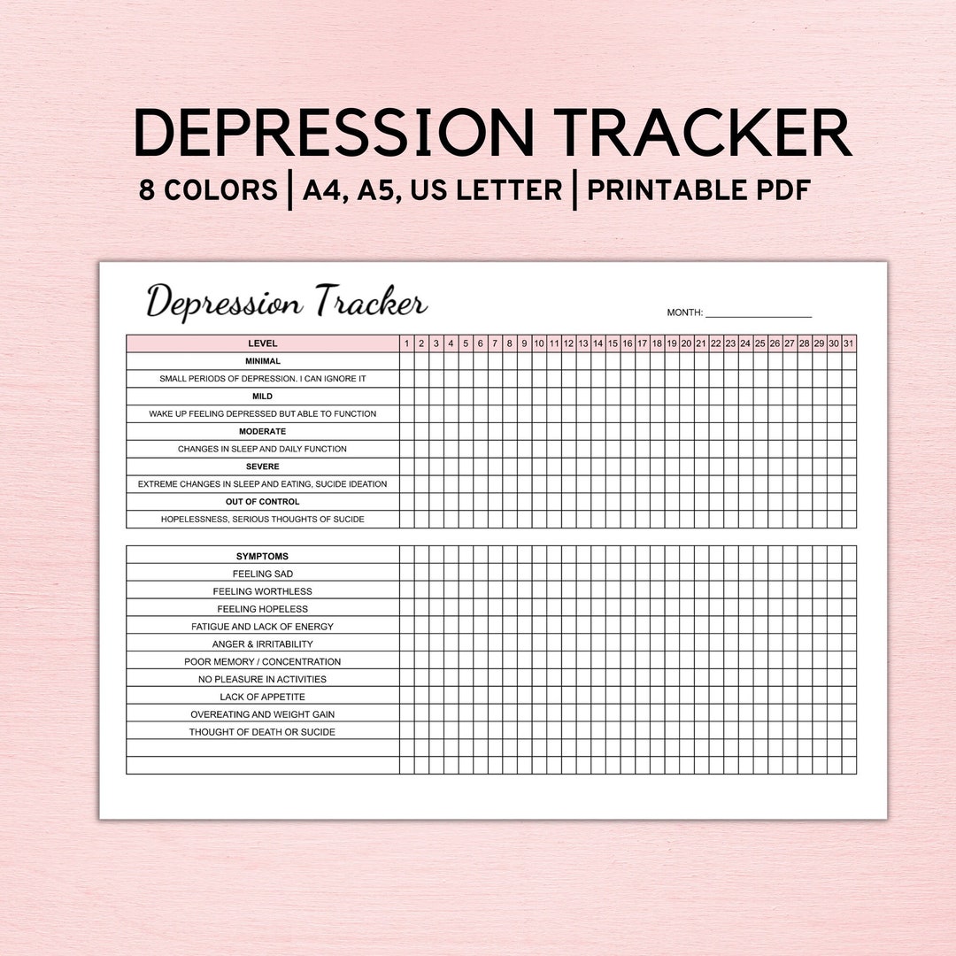 Depression Tracker Printable, Depression Worksheet, Anxiety Tracker ...