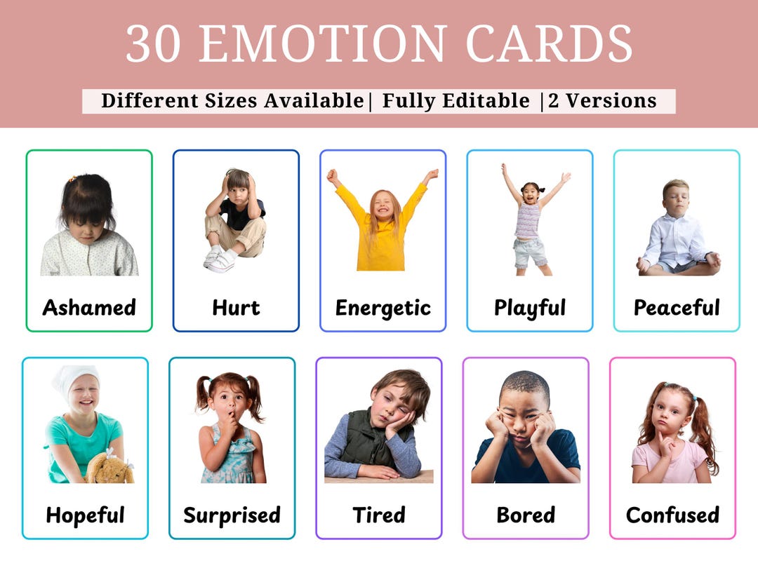 Montessori Emotions Flashcards: Real Children Photos (printable PDF) - Etsy