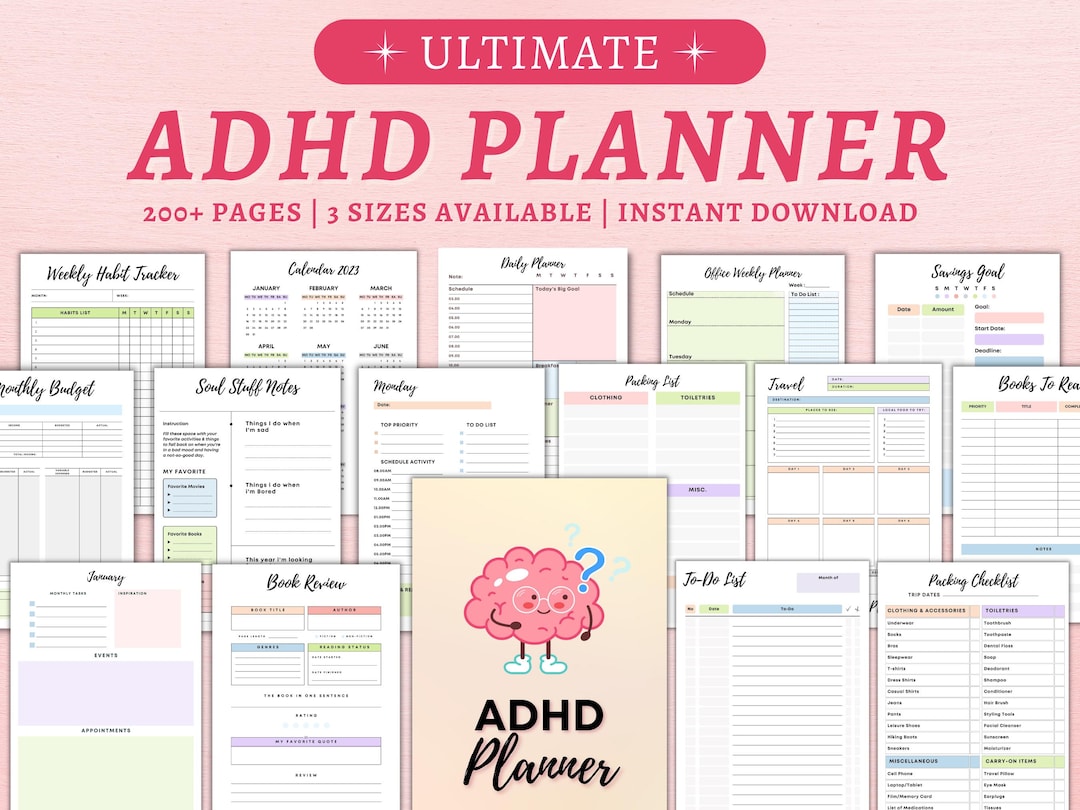 Adhd Planner Adult, Adhd Planner Printable, ADHD Productivity Planner ...