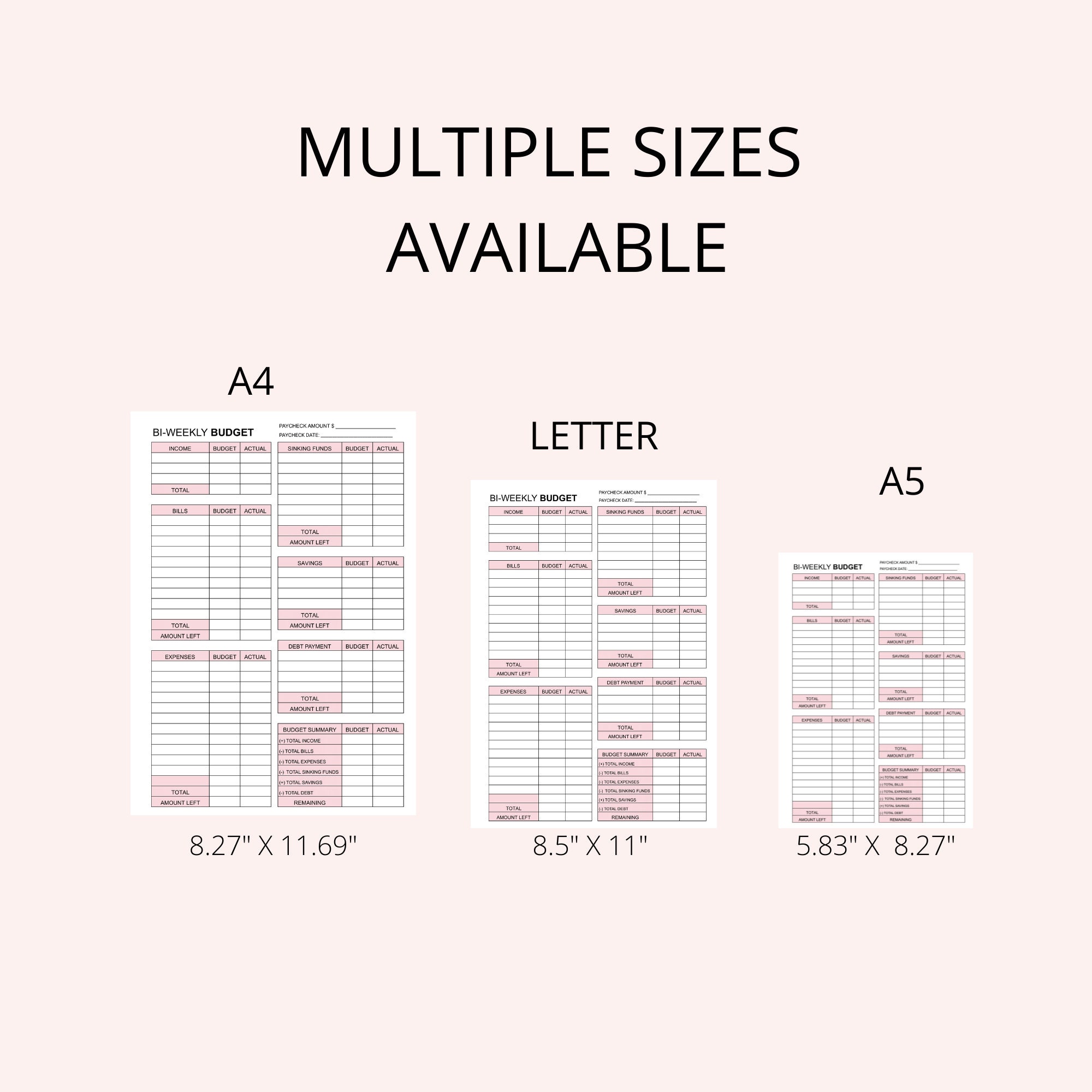 Bi Weekly Budget Planner Template Paycheck Budget Printable Etsy
