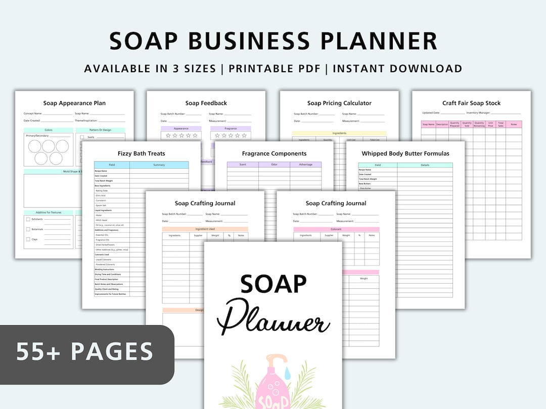 Soap Business Planner, Soap Making Business, Soap Recipe Sheet, Soap ...