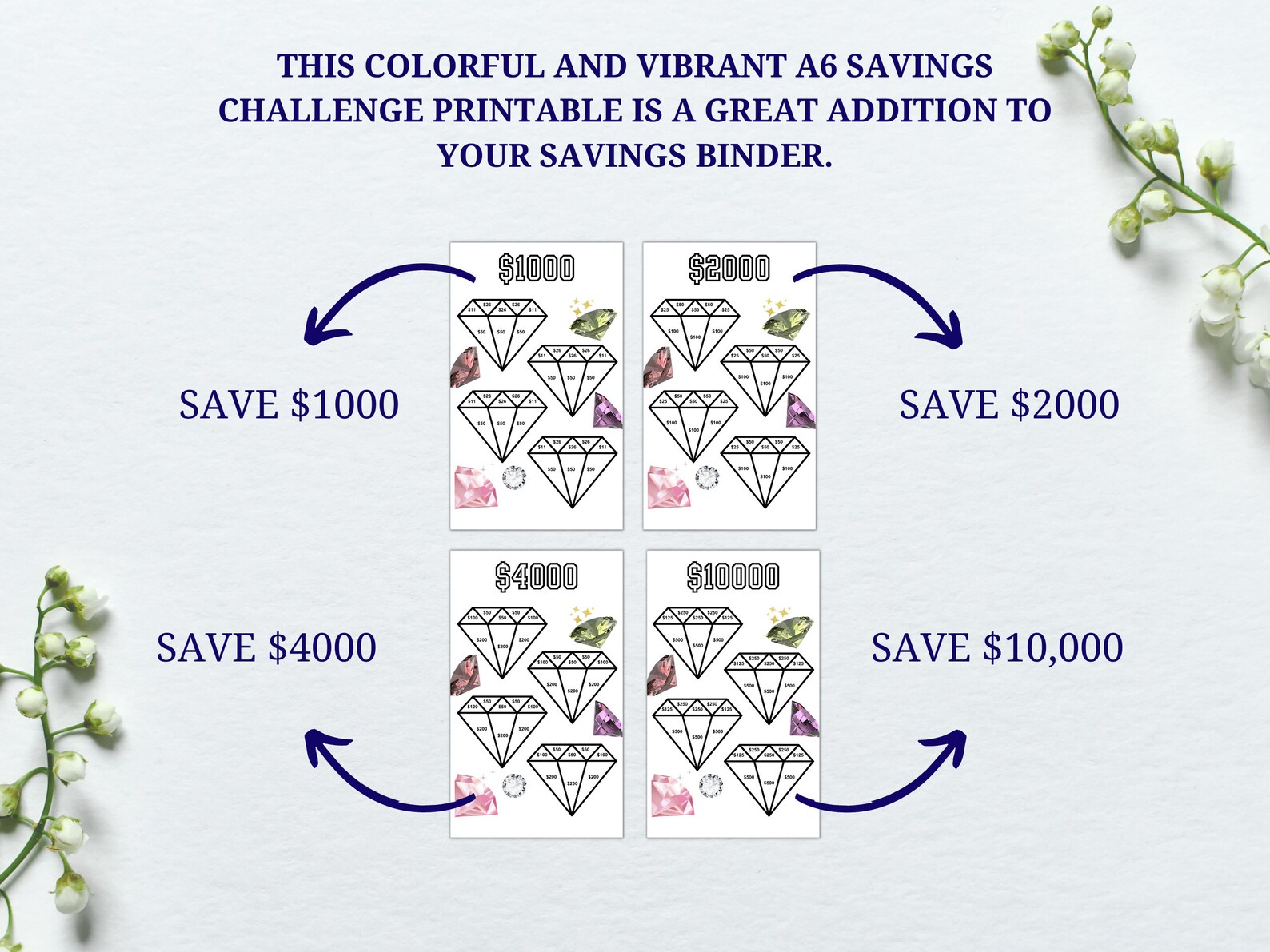 Diamond Savings Challenge Printable, Money Challenge, Cash Envelope ...