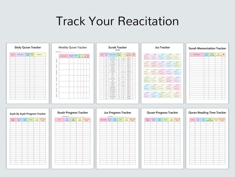 Quran Tracker Printable, Quran Planner, Quran Journal Digital, Hifdh ...
