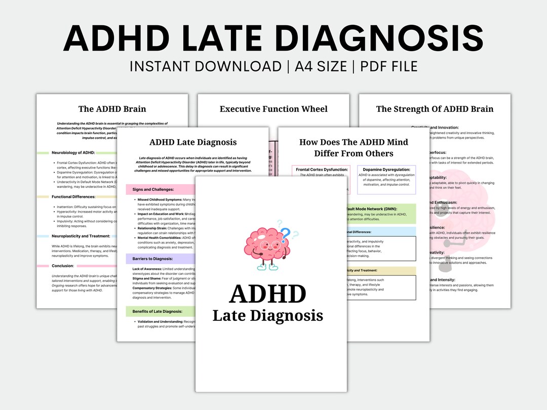 ADHD Late Diagnosis Therapy Worksheets, Adhd Planner Adult, Overcome ...