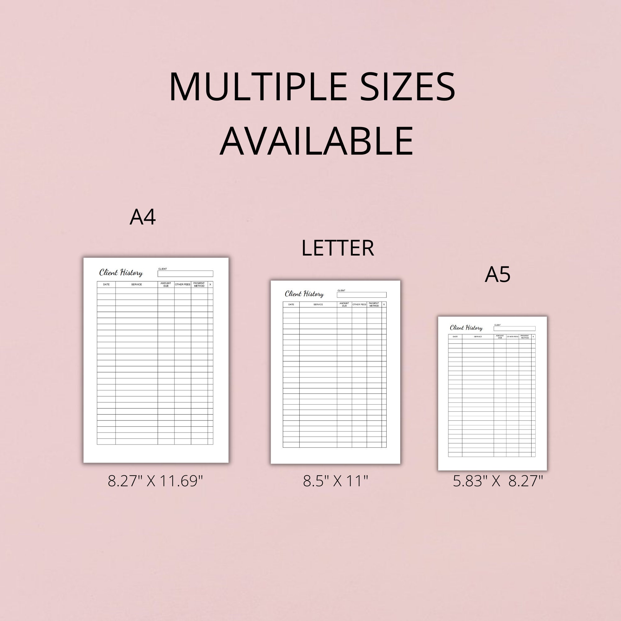 Client History Tracker Printable Client Tracker Payment Log - Etsy