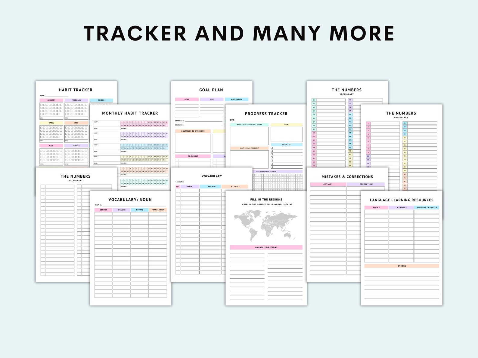 Language Learning Planner 2025 Printable, Vocabulary Builder, Daily ...