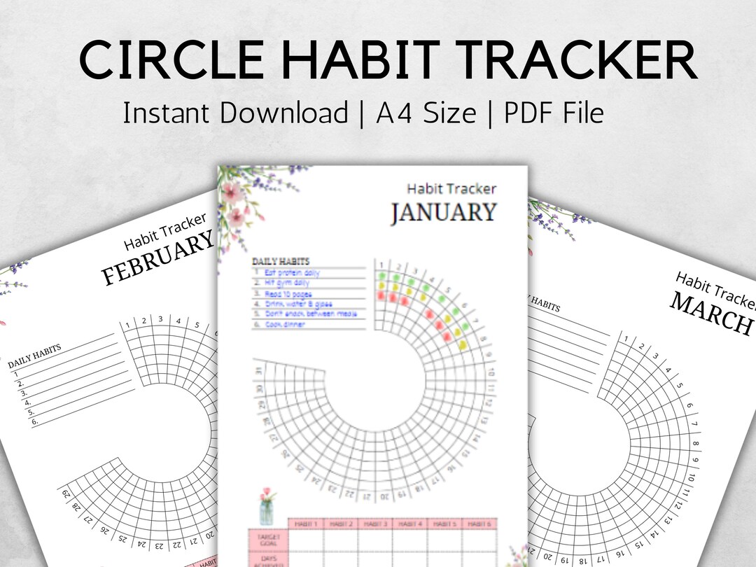 Circle Daily Habit Tracker PDF, Habit Track Printable, Routine Tracking ...