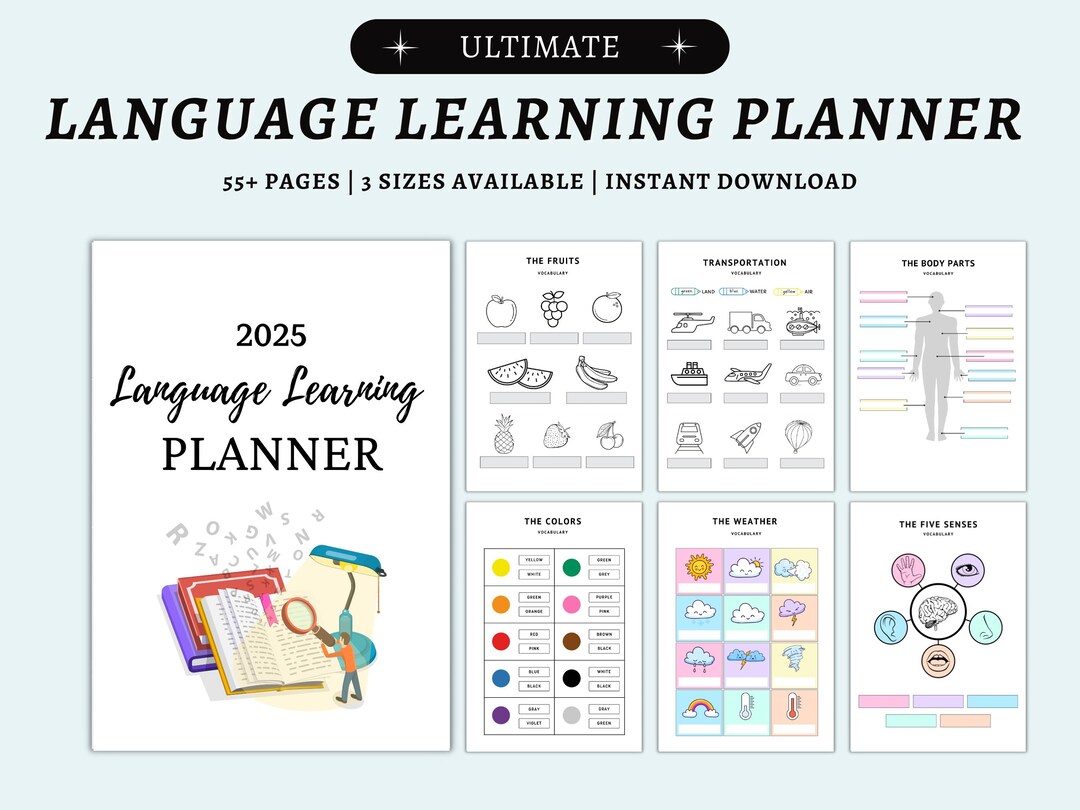 Language Learning Planner 2025 Printable, Vocabulary Builder, Daily ...