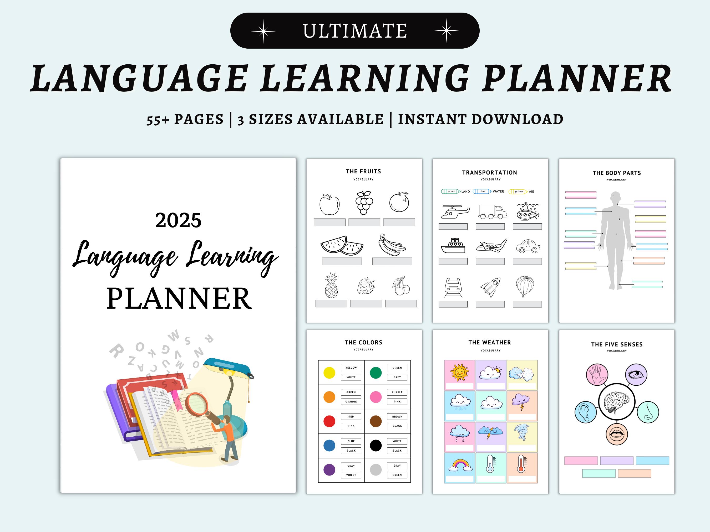 Language Learning Planner 2025 Printable, Vocabulary Builder, Daily ...