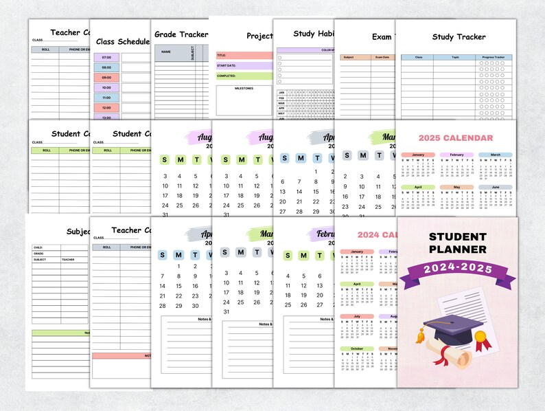 2025 Student Academic Planner, Printable Student Planner Bundle, Adhd ...