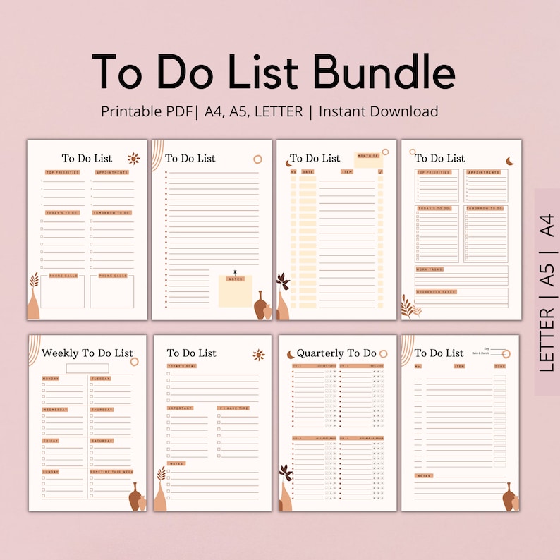 Boho to Do List Template, to Do List Printable, Grocery List, Weekly to ...