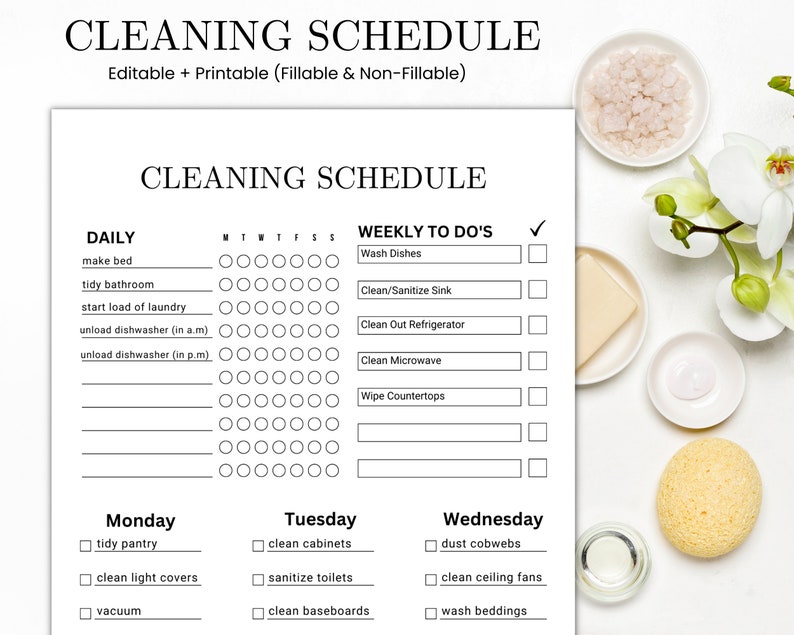 Editable Weekly Cleaning Schedule, Cleaning Planner Printable, Cleaning ...