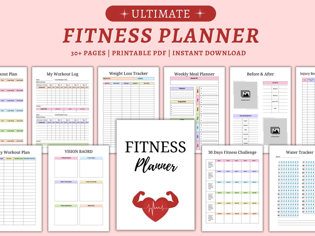 Fitness Planner Printable: Workout, Meal & Progress Tracker (PDF) - Etsy