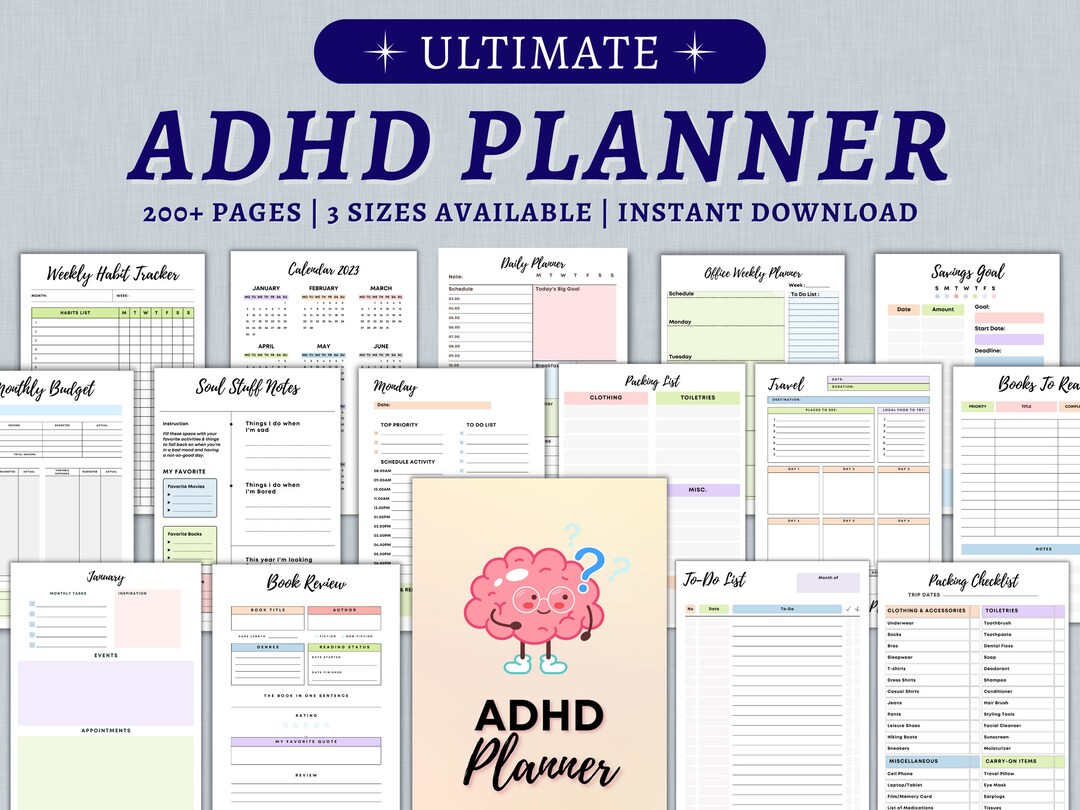 Adhd Planner Adult, Adhd Planner Printable, ADHD Productivity Planner ...