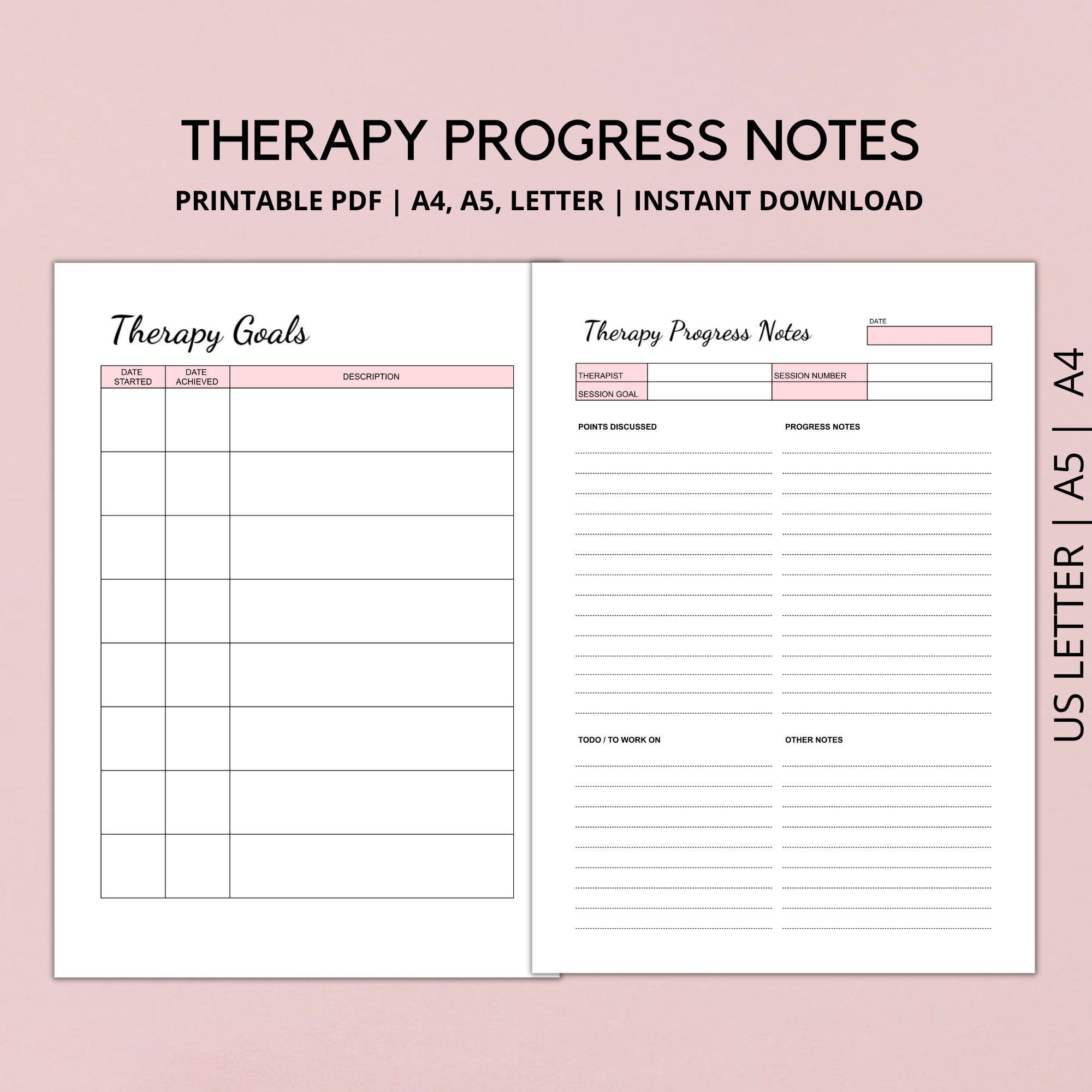 Therapy Progress Notes Printable Therapy Journal Therapy - Etsy