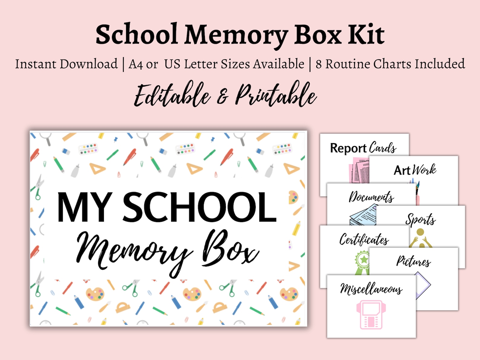 School Memory Box Kit Printable, Childhood Memory Book, Kids Keepsake ...