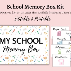 School Memory Box Kit Printable, Childhood Memory Book, Kids Keepsake ...