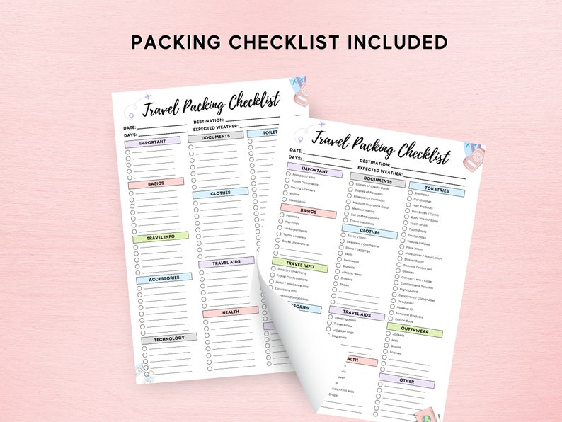 Editable Travel Packing List, Travel Checklist Printable, Travel ...