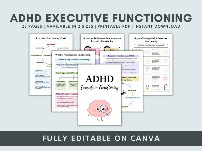 ADHD Executive Functioning Worksheets: Coping Skills, Therapy Tools ...