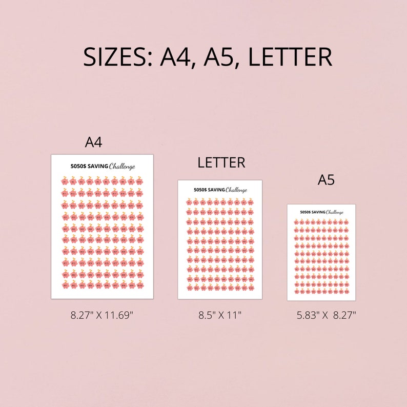 5k Savings Challenge Tracker Printable Save 5000 in a Year | Etsy