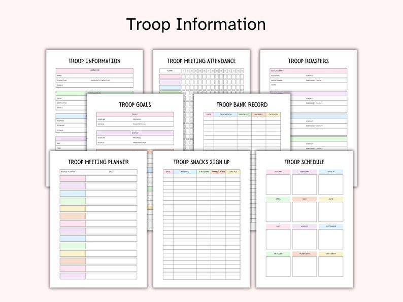 Troop Leader Planner Printable, Scout Leader Planner, Troop Organizer ...