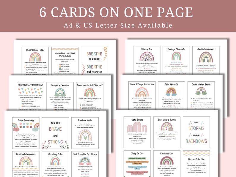 50 Anxiety Coping Skills Cards Printable, Mental Health Worksheets ...