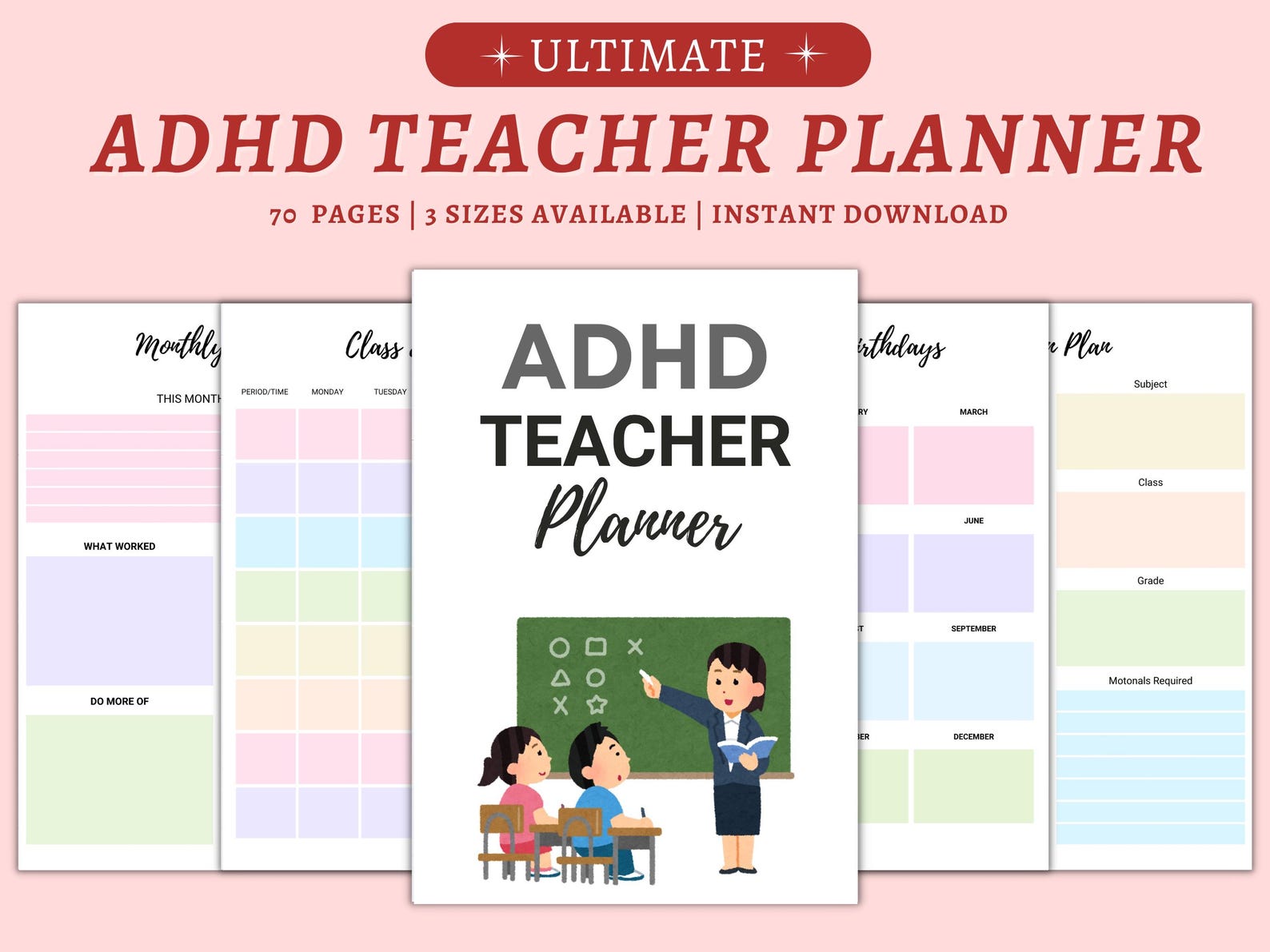 ADHD Teacher Planner Printable: 2025-2026 Lesson Plans (PDF) - Etsy