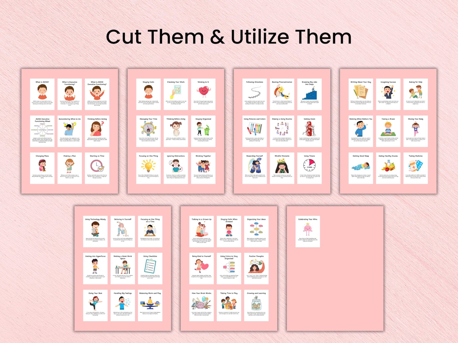 ADHD Executive Functioning Cards for Kids | Printable Cards | Behavior ...