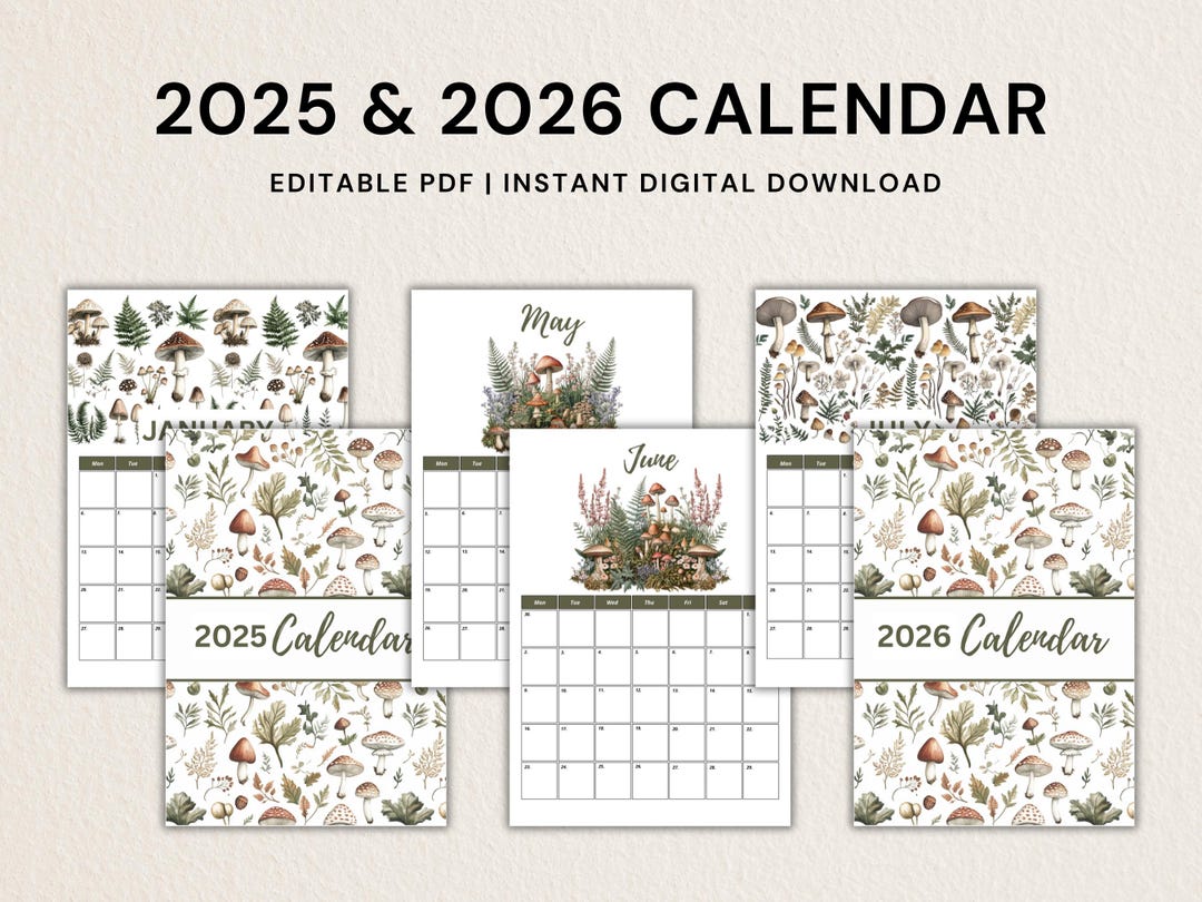2025-2026 Vintage Botanical Calendar: Floral Wall Art (printable PDF ...