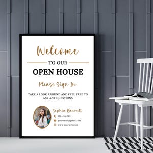 Editable Open House Welcome Sign: Canva Template (8.5" X 11") - Etsy