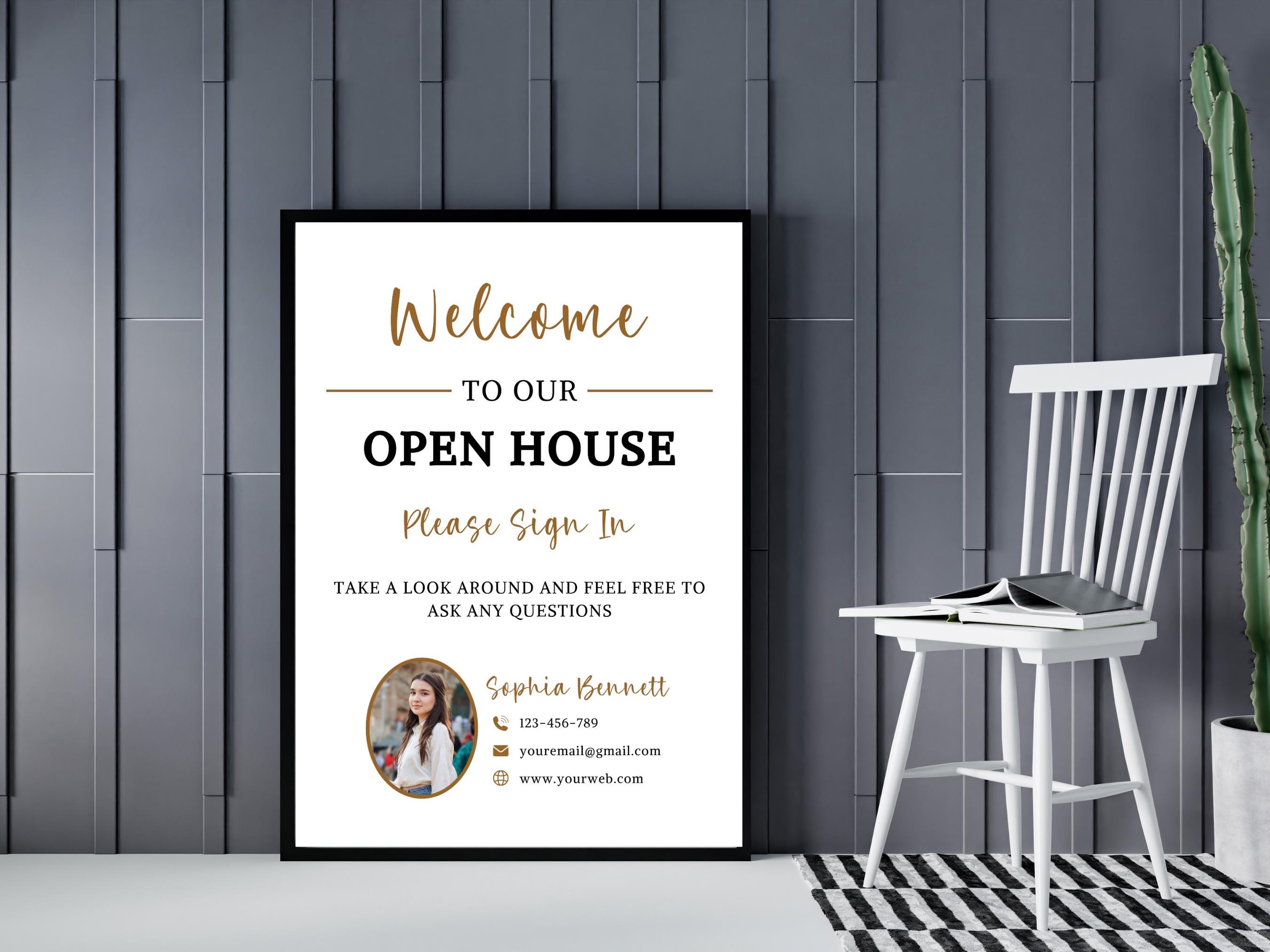 Editable Open House Welcome Sign: Canva Template (8.5" X 11") - Etsy