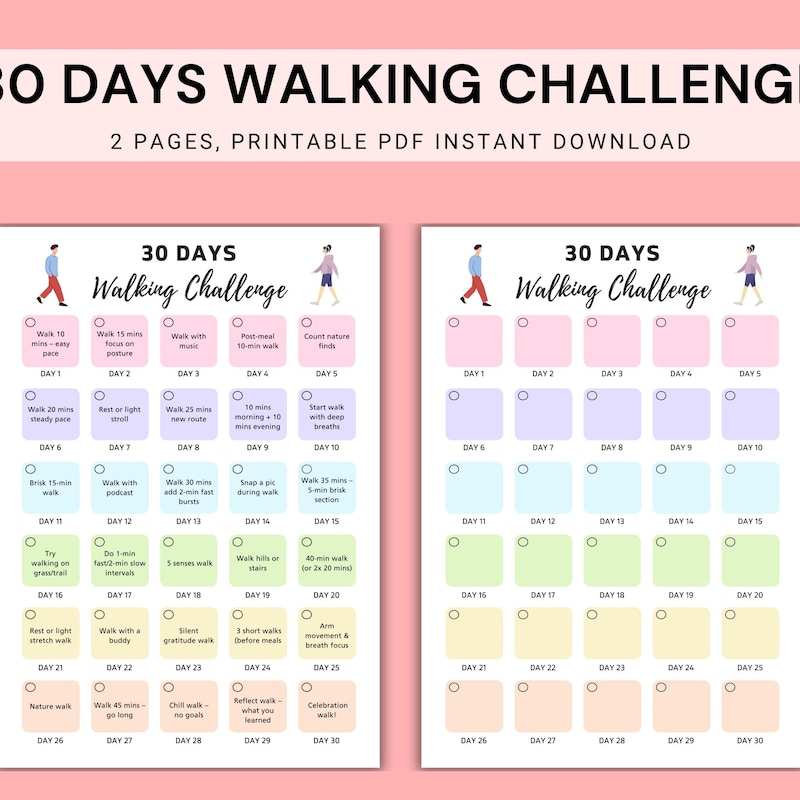 30 Day Walking Challenge Printable - Etsy