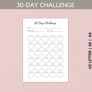 30 Day Challenge Tracker Printable, Monthly Habit Tracker, Progress ...