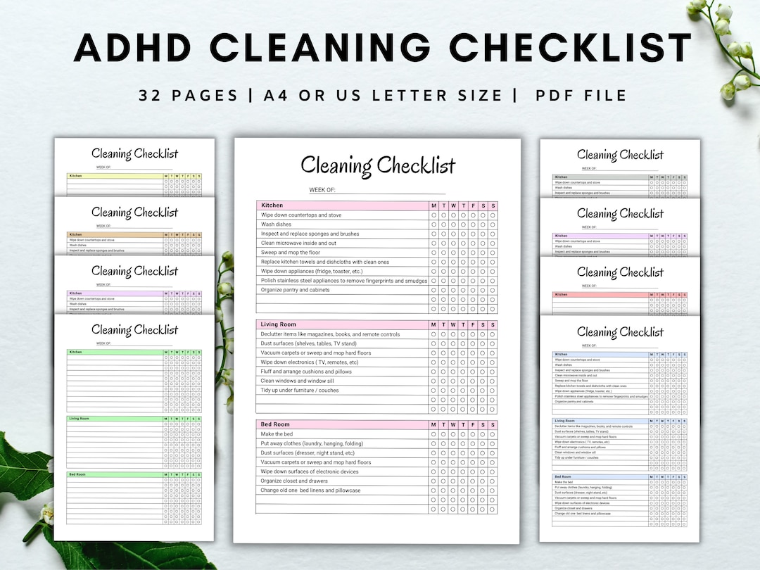 ADHD Cleaning Checklist Editable, Adhd Cleaning Schedule, Adhd Cleaning ...