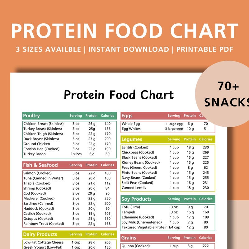 Protein Chart - Etsy