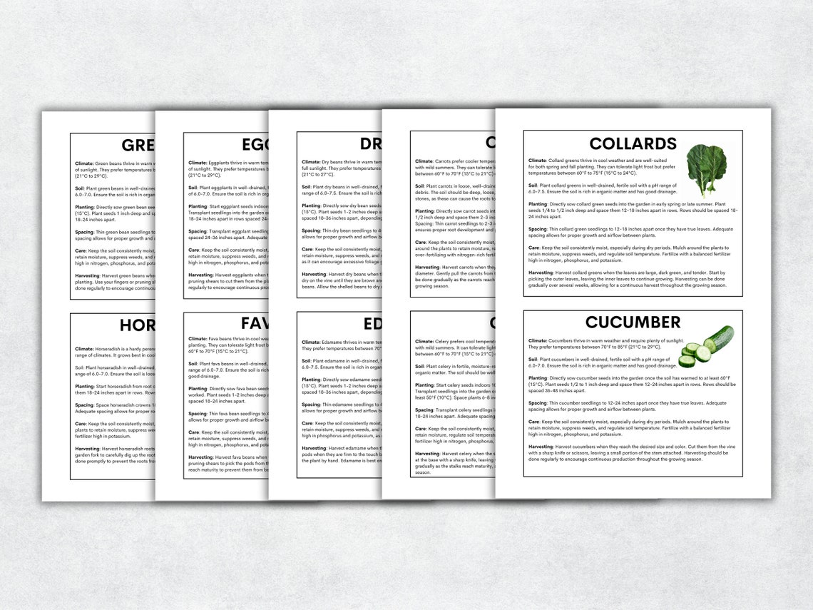 Vegetable Growing Guide, 50 Printable Vegetables Guide, Gardening ...