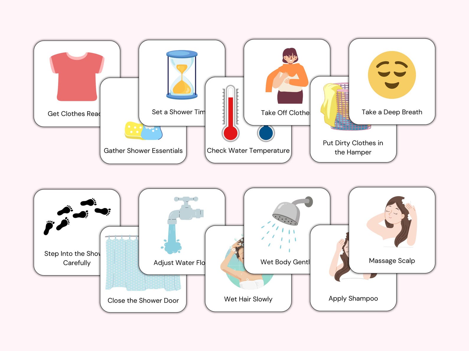 Shower Routine Cards: Visual Schedule for Kids & Adults (PDF) - Etsy